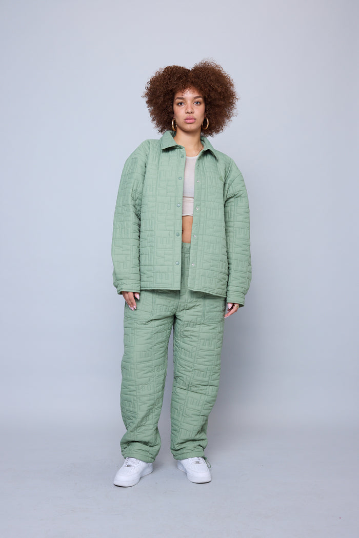Monogram Quilted Puff Shacket - Sage – Melody Ehsani