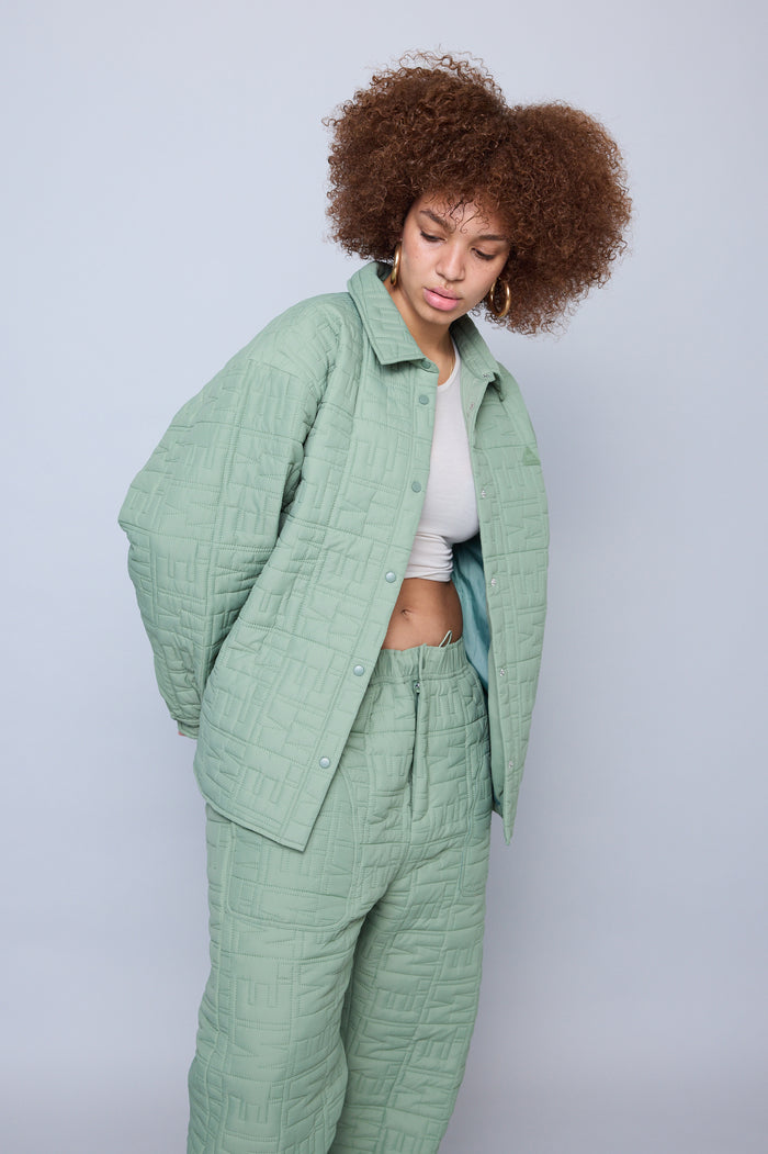 Monogram Quilted Puff Shacket - Sage – Melody Ehsani
